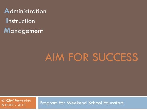 AIM FOR SUCCESS - IQRA