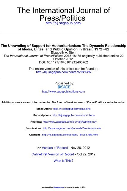 The Dynamic Relationship of Media, Elites, and Public Opinion in ...