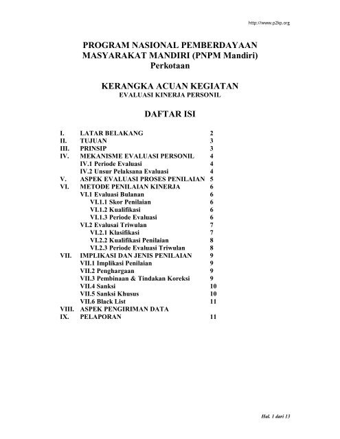 PROGRAM NASIONAL PEMBERDAYAAN MASYARAKAT ... - P2KP