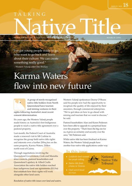 Karma Waters flow into new future - National Native Title Tribunal