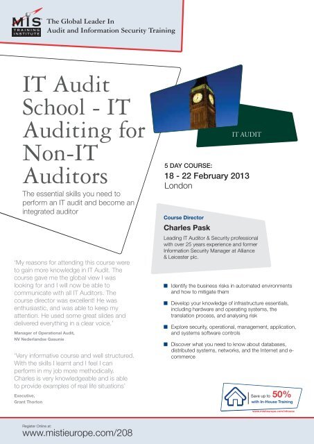IT Audit School - IT Auditing for Non-IT Auditors - MIS Training