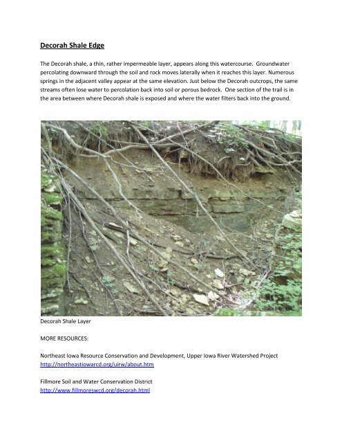 Decorah Shale Edge - Fillmore Soil and Water Conservation District
