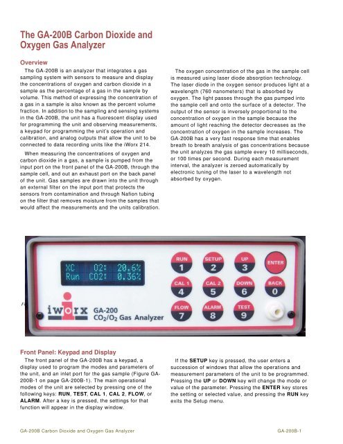 The GA-200B Carbon Dioxide and Oxygen Gas Analyzer - iWorx