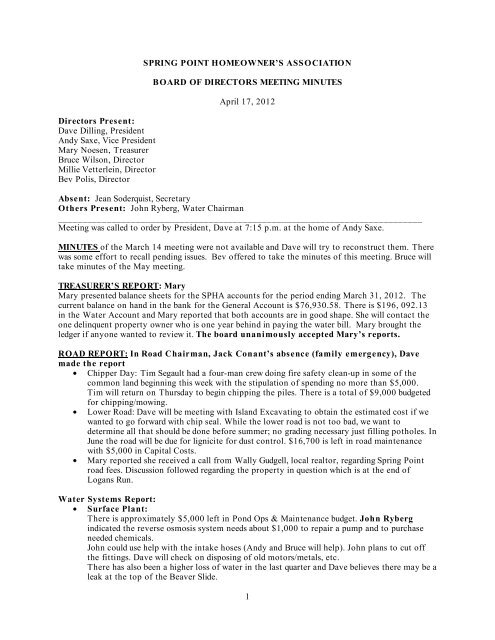 April 2012 - Spring Point Homeowners Association