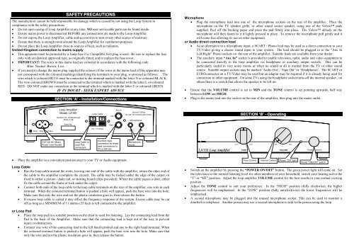LA100 Loop Amplifer Instructions - Sarabec