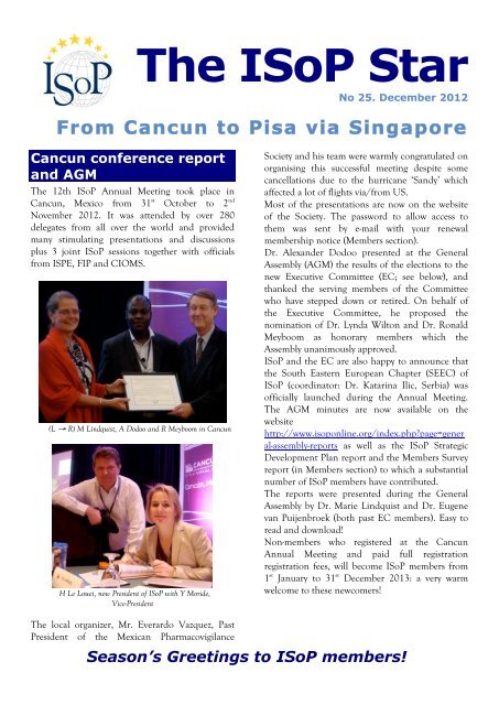 ISoP Star no 25 - ISoP : International Society of Pharmacovigilance