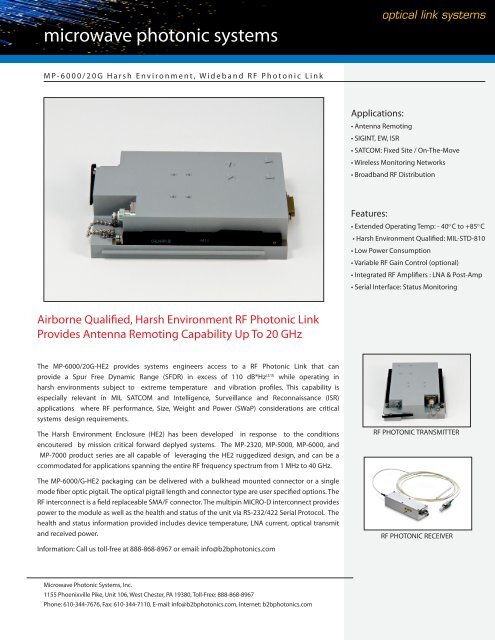 mps-datasheet-mp-6000-20g-he2 - Microwave Photonic Systems, Inc.