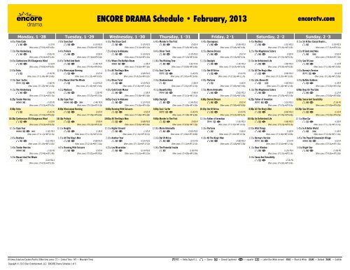 ENCORE DRAMA Schedule - February, 2013 - Starz