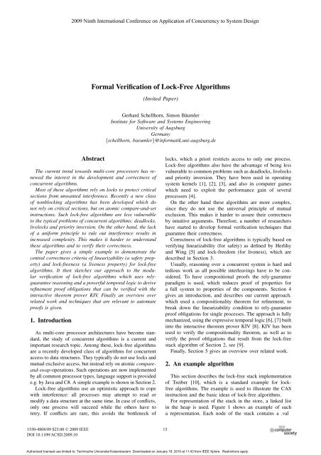 Formal Verification of Lock-Free Algorithms Formal Verification of Lock-Free Algorithms