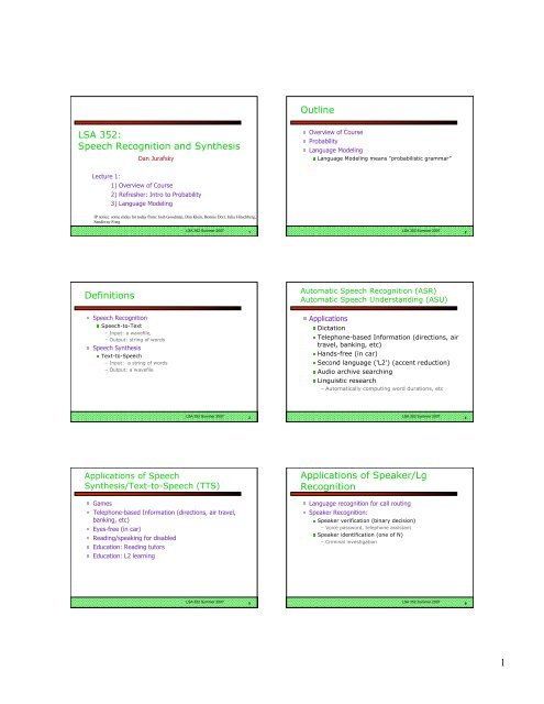 LSA 352 - The Stanford NLP (Natural Language Processing) Group