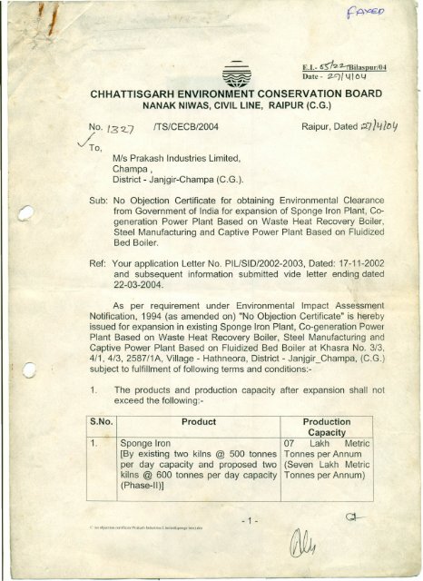 CHHATTISGARH ENVIRONMENT CONSERVATION BOARD