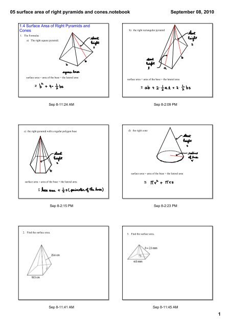 Surface Area Of Pyramids Worksheet