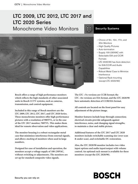 LTC 2009, LTC 2012, LTC 2017 and LTC 2020 Series Monochrome ...