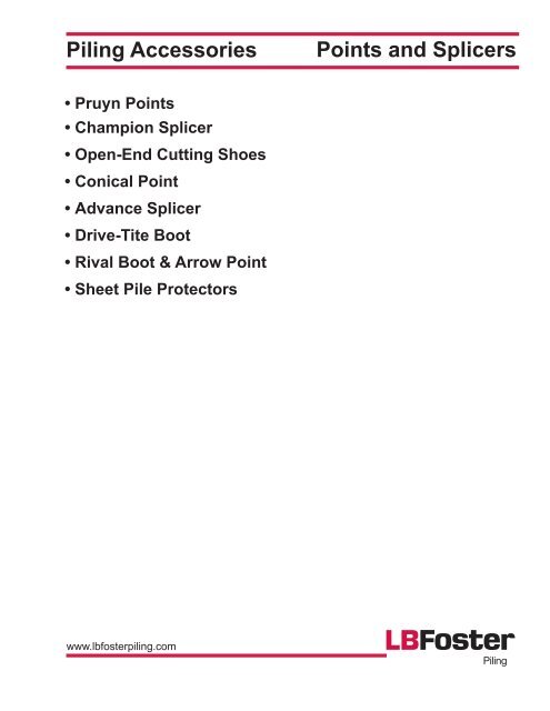 Piling Accessories Points and Splicers - Sheet Pile and Piling Products