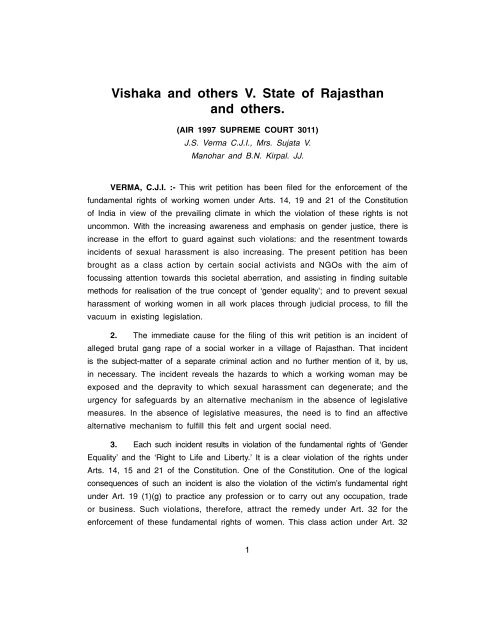 Law Vishaka Case