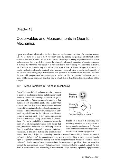 Observables and Measurements in Quantum Mechanics Observables and Measurements in Quantum Mechanics