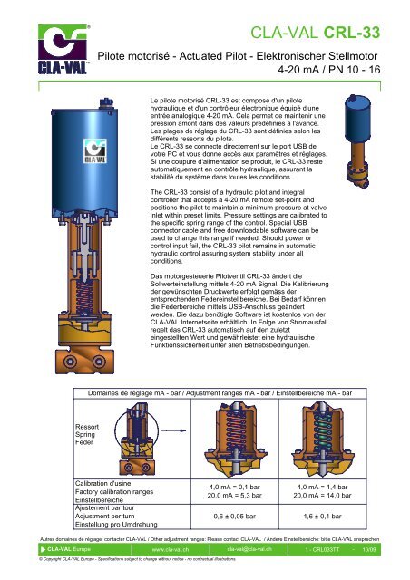 CLA-VAL CRL-33 - Cla-Val UK