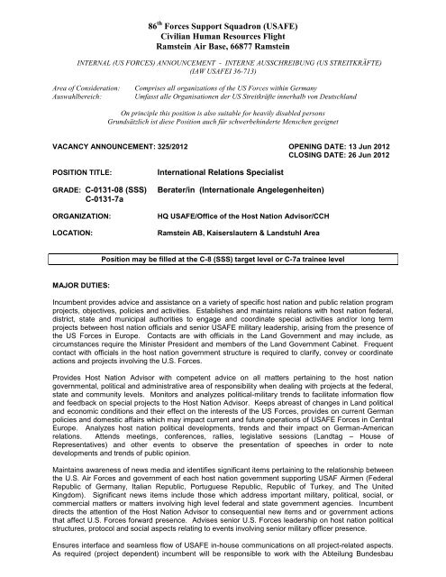 86 Forces Support Squadron (USAFE) - Ramstein Air Base