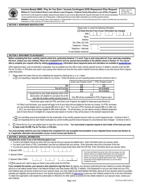 Download Income-Based Repayment (IBR) PDF form - College ...