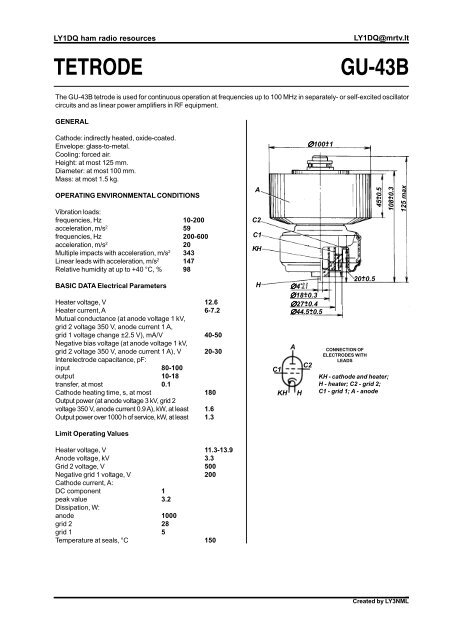 TETRODE GU-43B - Cqham.ru