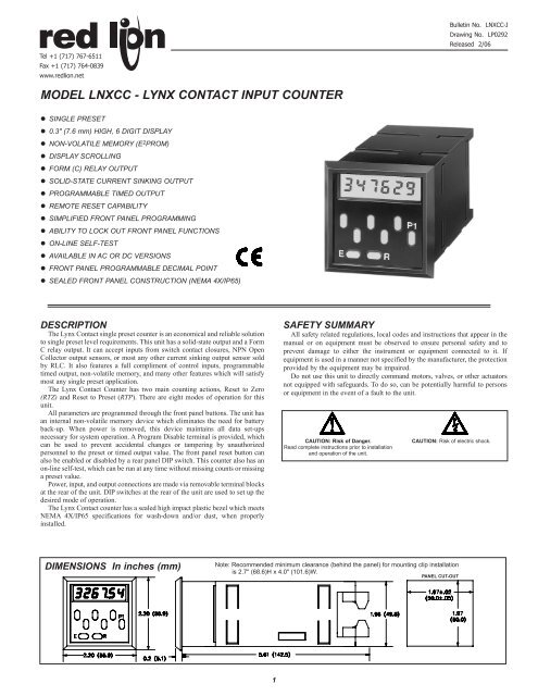 LNXCC Data Sheet/Manual PDF - Red Lion Controls