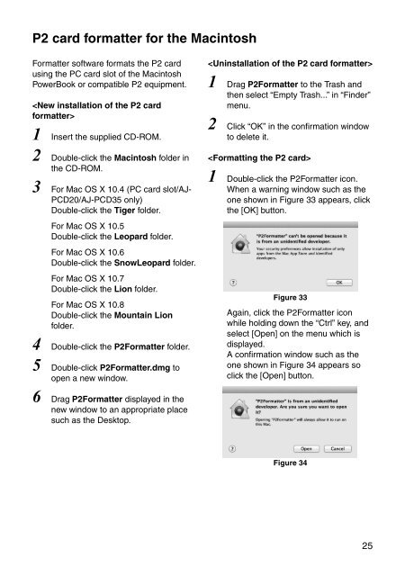 P2 card formatter for the Macintosh - Panasonic PASS