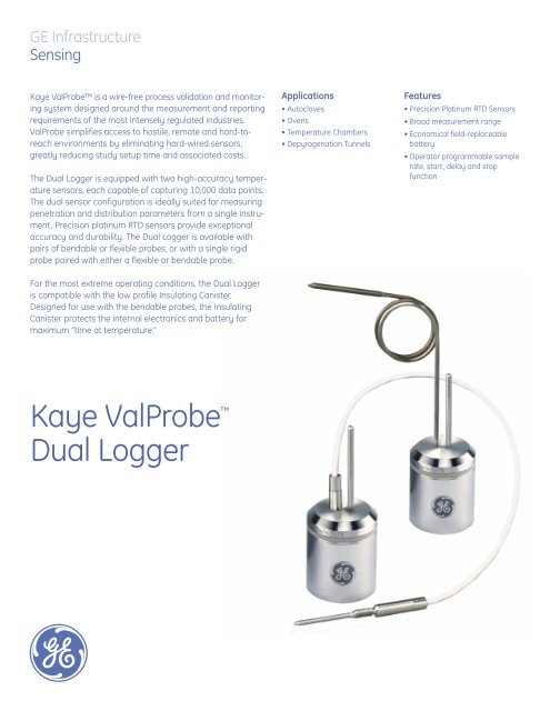 Kaye ValProbeâ ¢ Dual Logger - GE Measurement & Control