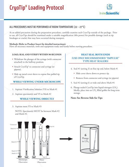 CryoTip® Loading Protocol - Irvine Scientific