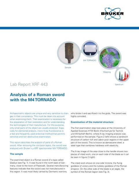 Lab Report XRF 443 Analysis of a Roman sword with the ... - Bruker