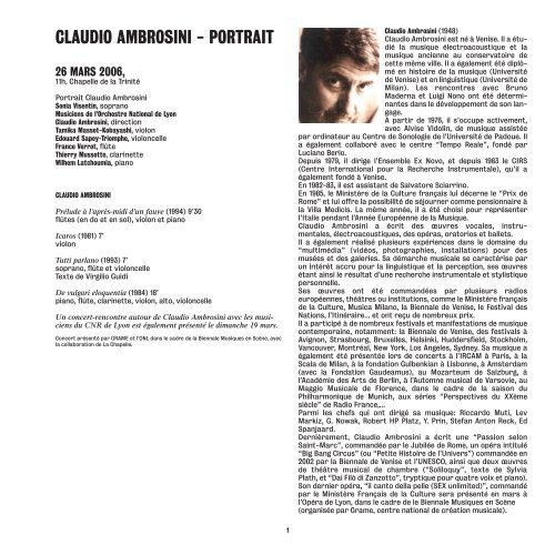 CLAUDIO AMBROSINI - PORTRAIT - Grame