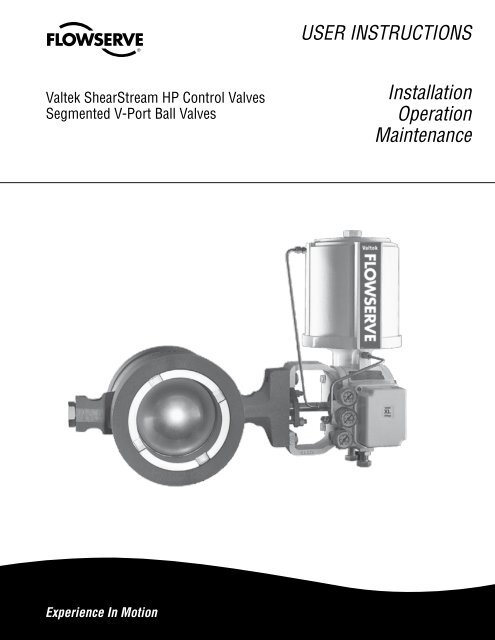 Valtek ShearStream HP Control Valves User Instructions