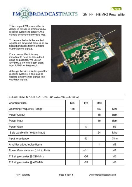 2M 144 -148 MHZ Preamplifier