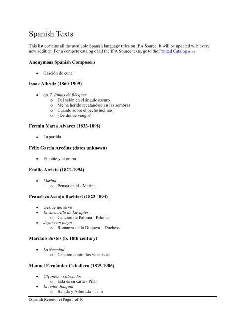 Spanish Texts - IPA Source