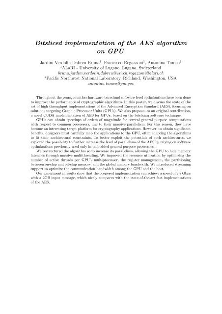 Bitsliced Implementation Of The Aes Algorithm On Gpu Home Page