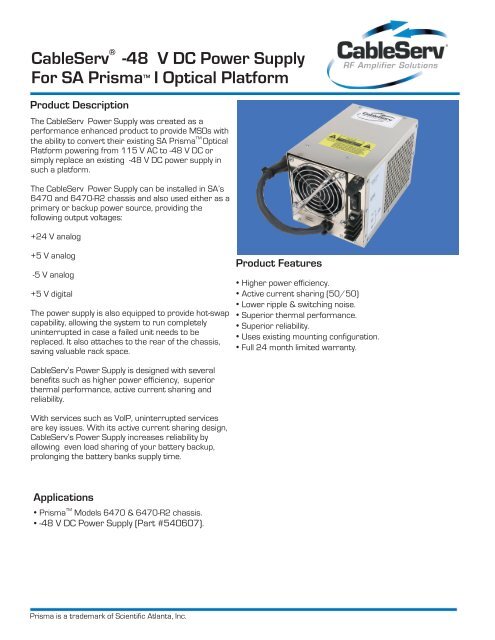 CableServ Prisma Power Supply