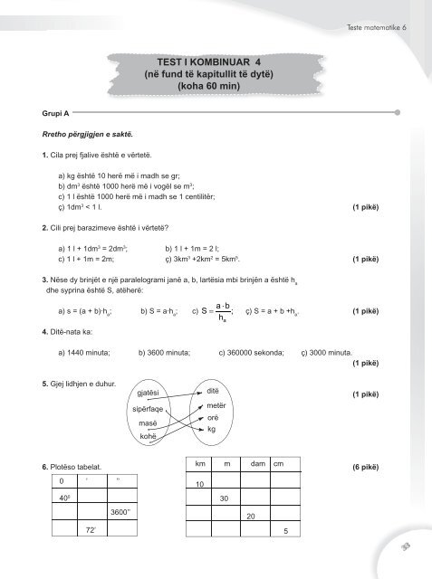 Teste matematike 6 Grupi