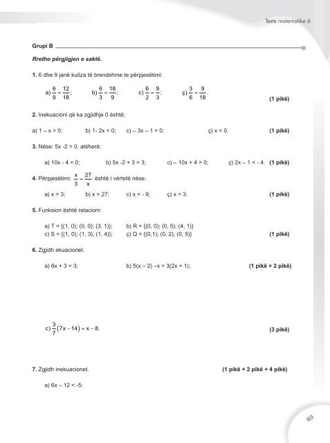 Teste matematike 6 12x