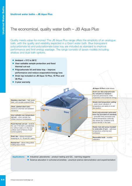 The economical, quality water bath â JB Aqua Plus - Del Chimica