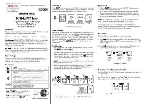 EC/TDS Testr11+, EC/TDS/SALT Testr11 Manual