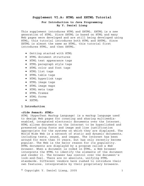 Supplement Via Html And Xhtml Tutorial Computer Science
