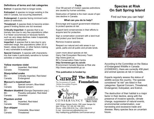 Species at Risk - Salt Spring Island Conservancy