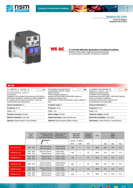 Saldatrici AC 2 Poli - NSM Generators