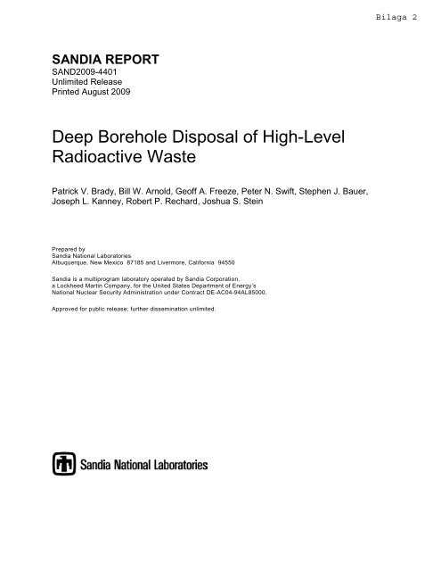 Deep Borehole Disposal Of High-Level Radioactive Waste