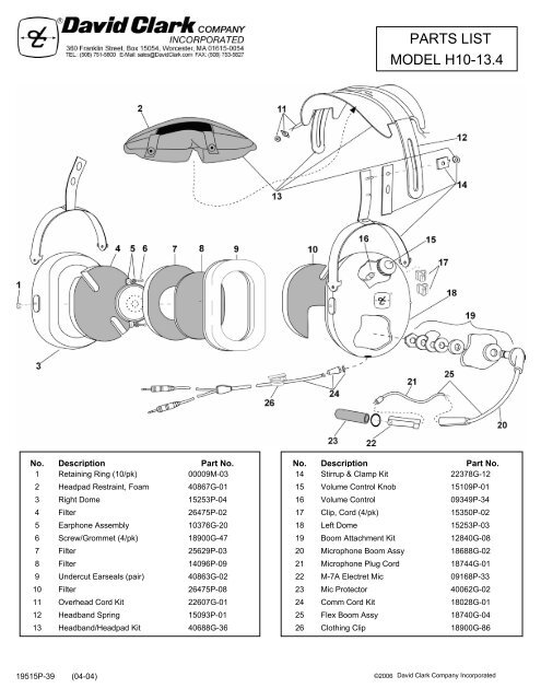 MODEL H10-13.4 PARTS LIST - Seam-avionic