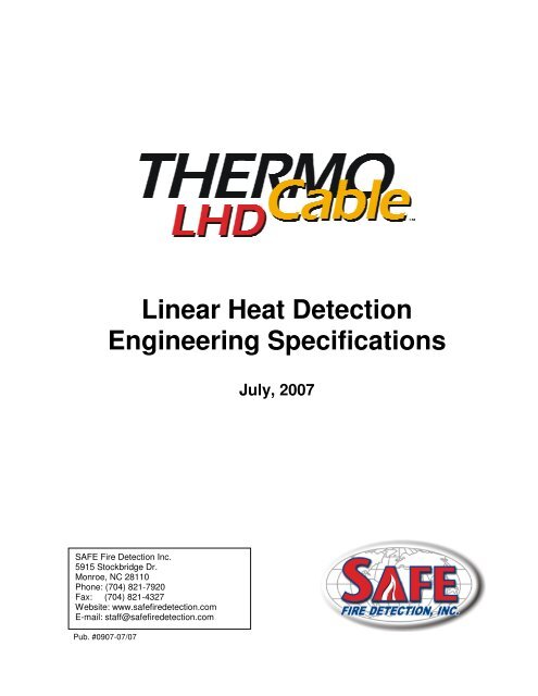 ThermoCable Engineering Specifications - Safe Fire Detection Inc.
