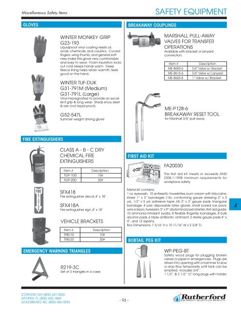 Miscellaneous Safety Items - Rutherford Equipment, Inc.
