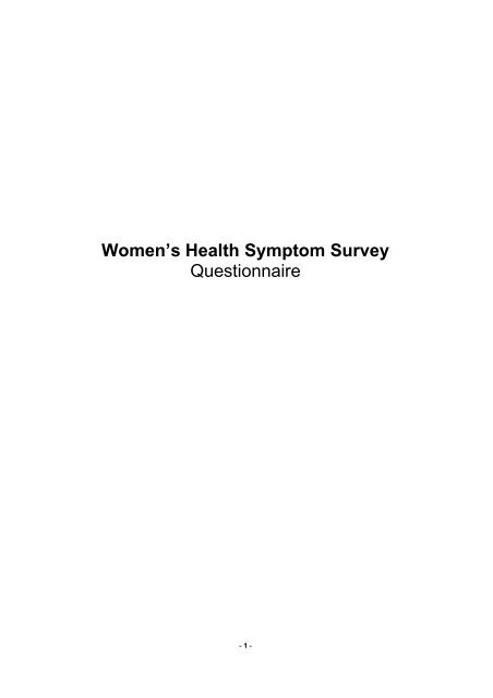 Women's Health Symptom Survey Questionnaire