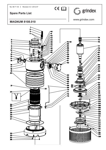 MAGNUM 8108.010 Spare Parts List - Grindex Pumps