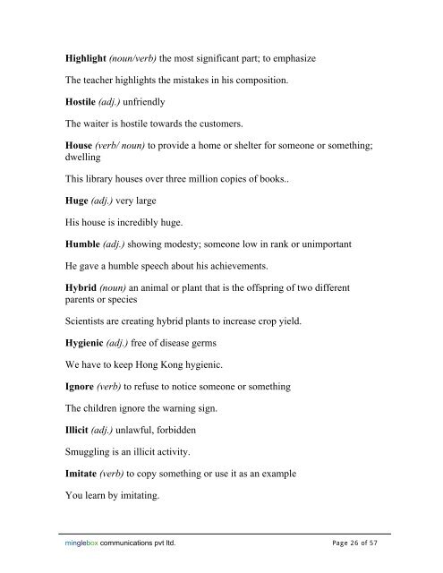 Highlight (noun/verb) the