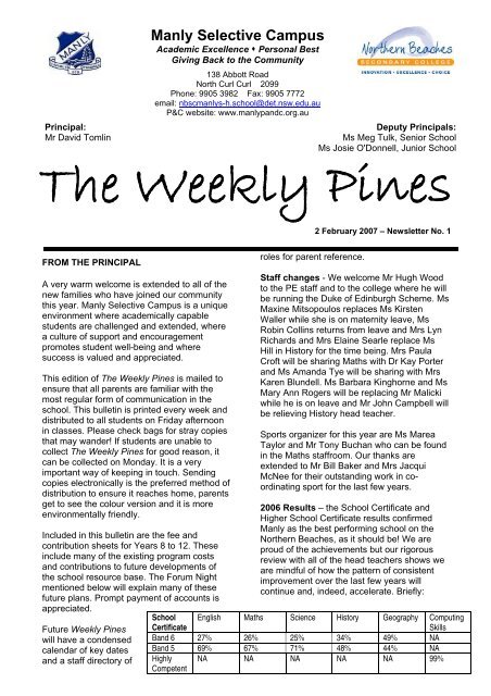 The Weekly Pines - Manly Selective Campus